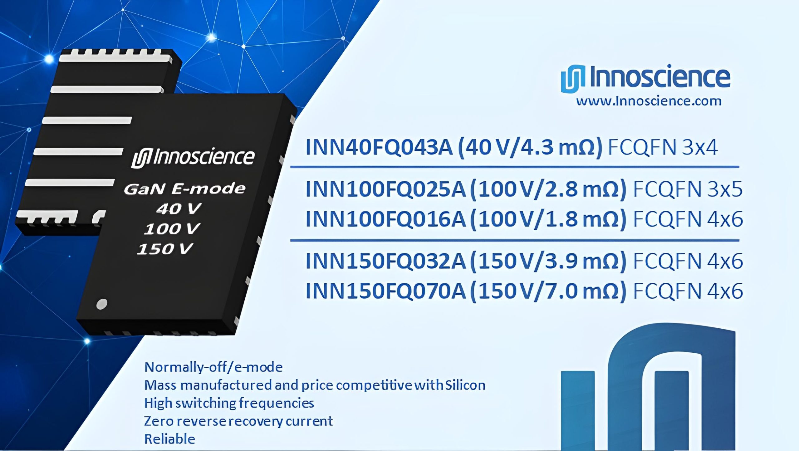 Innoscience launches low voltage HEMT family in easy-to-use flip chip ...